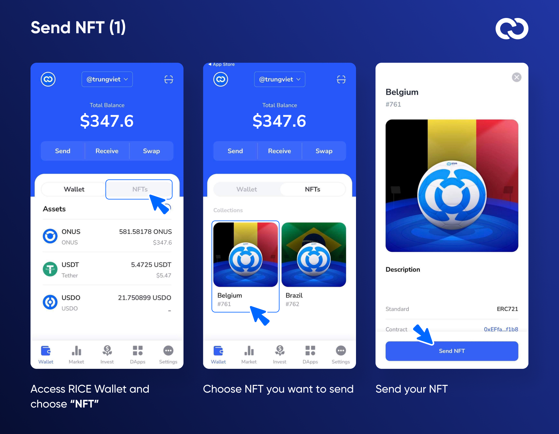 How to send and receive NFTs on RICE Wallet