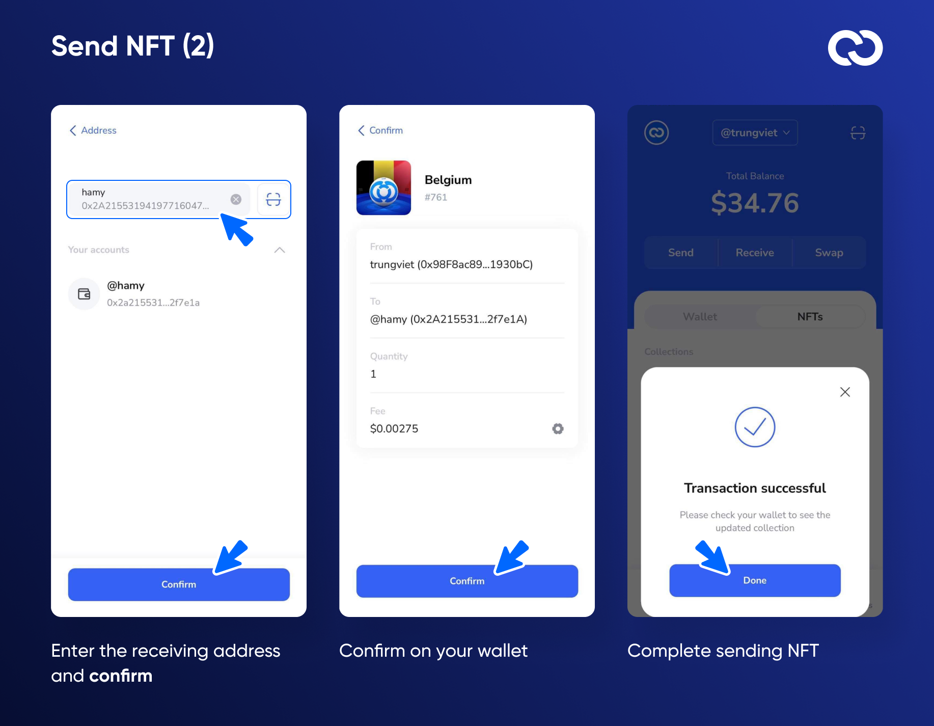 How to send and receive NFTs on RICE Wallet