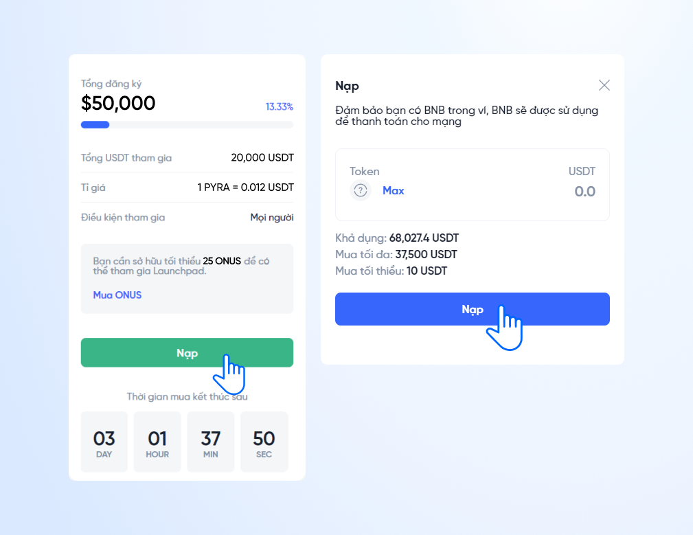 Hướng dẫn tham gia Launchpad Pyramid (PYRA) trên ONUS DeFi